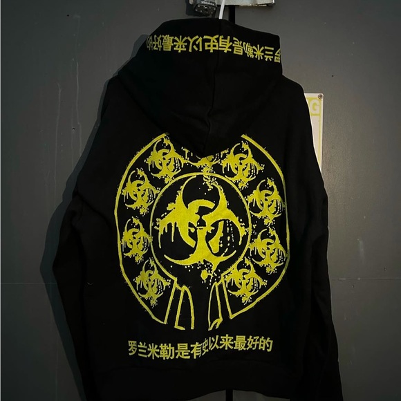Droland miller | Sweaters | Graphic Black Hoodie With Yellow And Red ...